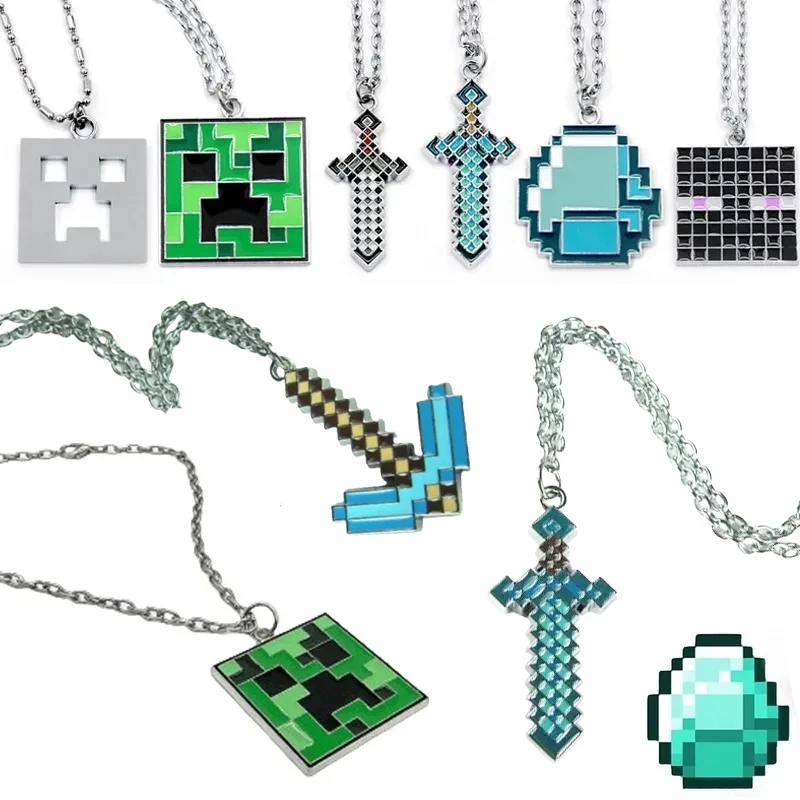 Collar-Minecraft-colgante-creativo-enredadera-espada-de-diamante ...
