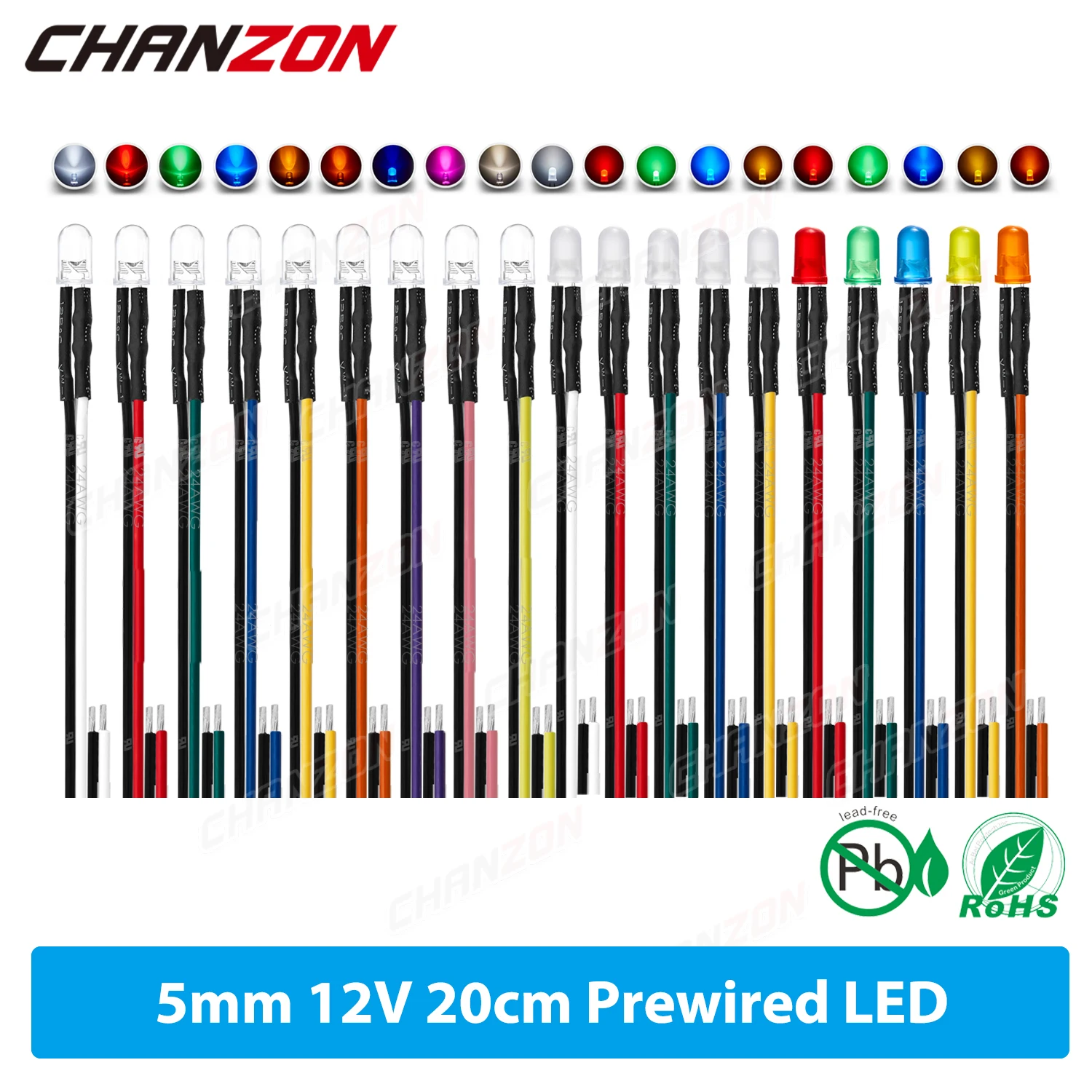 5mm Prewired 5V 6V 9V 12V LED Diode Kit Warm White Red Green Blue ...