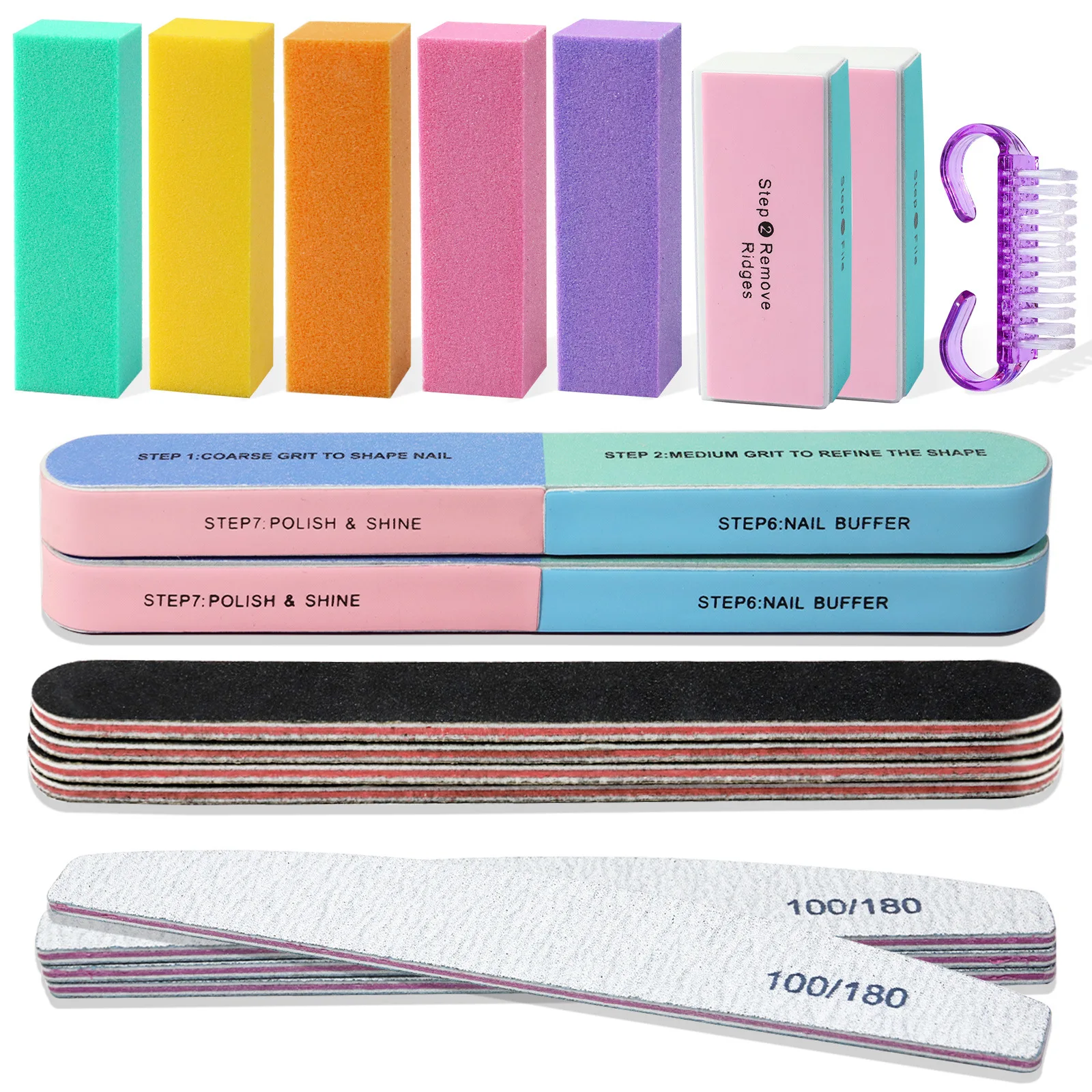 18pcs-Manicure-Pedicure-Double-sided-Polishing-Nail-Art-File-Tool ...