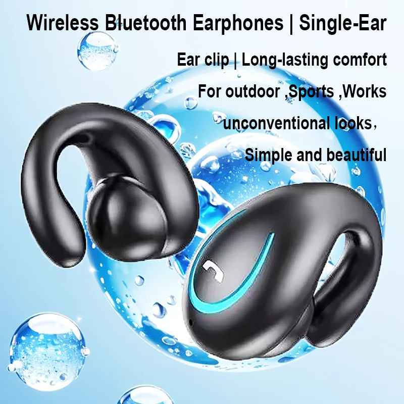 Wireless Earphone Bluetooth Headphone With Mic clip-ear air-conduction ...