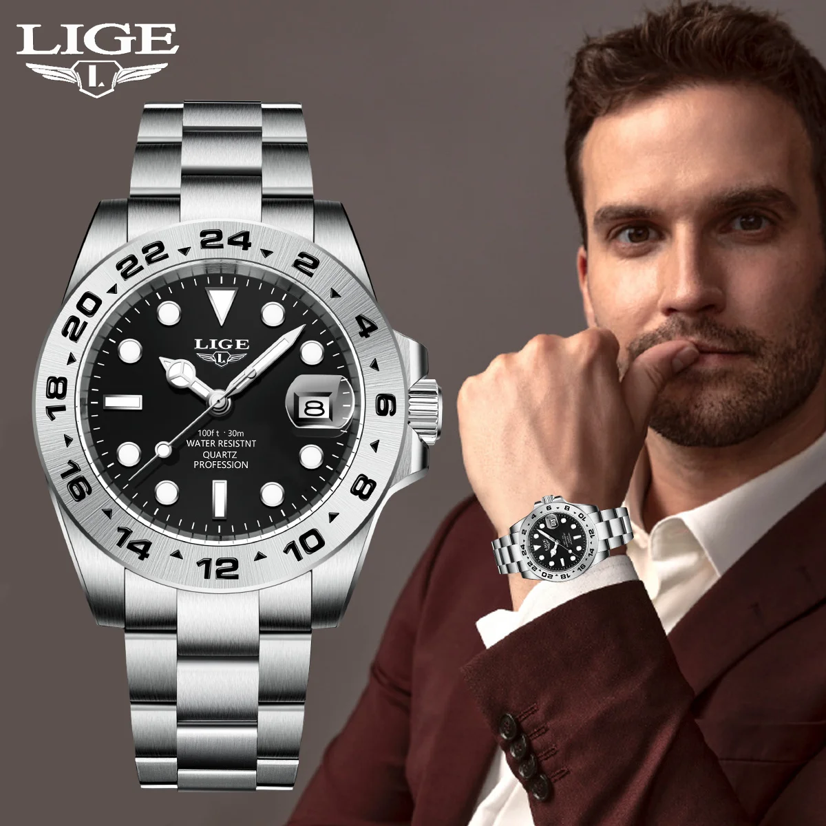 Reloj LIGE de lujo para hombre, reloj de pulsera de cuarzo luminoso ...
