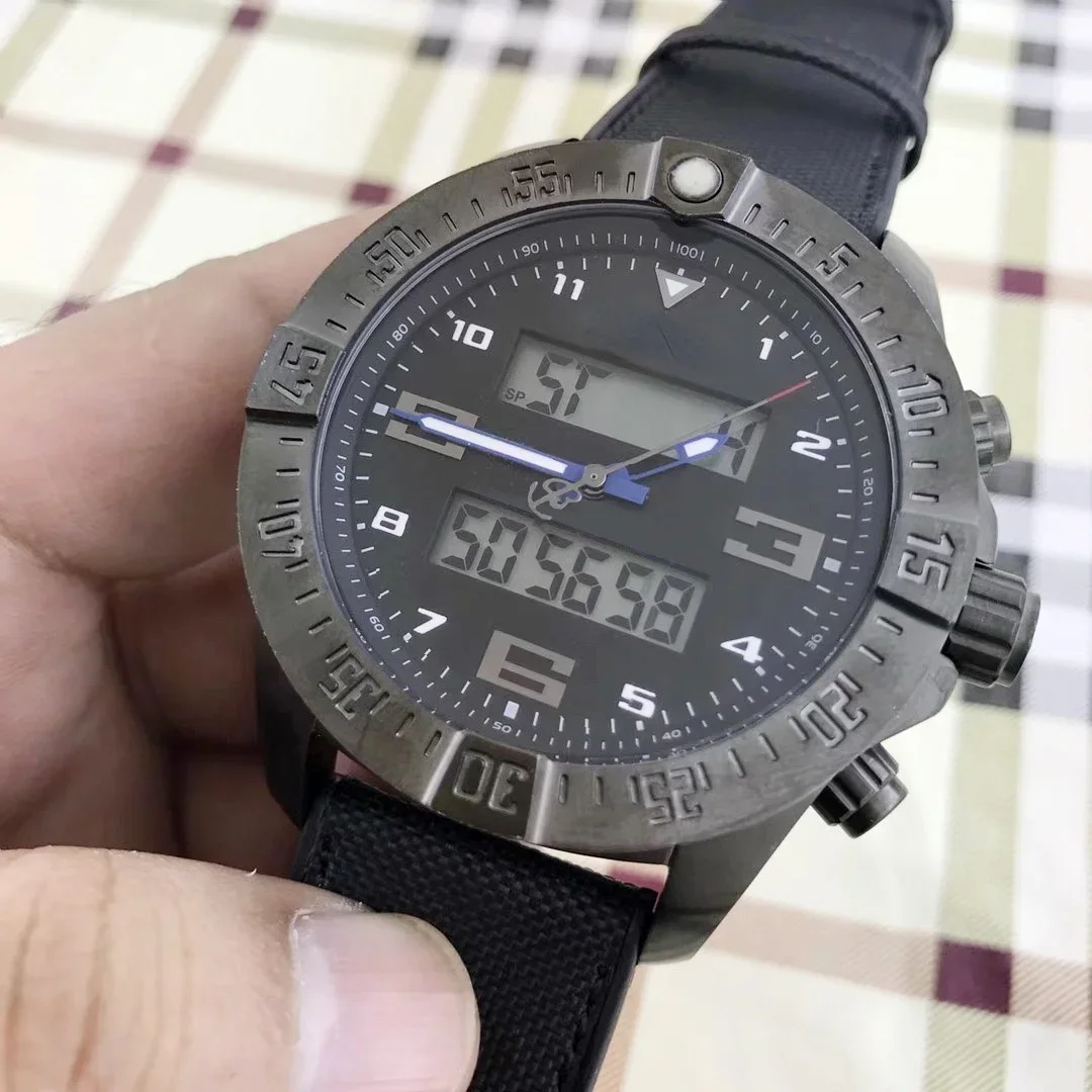 Luxury-New-Black-Blue-Rubber-Digital-Dual-Time-Display-Mens-Full-Black ...