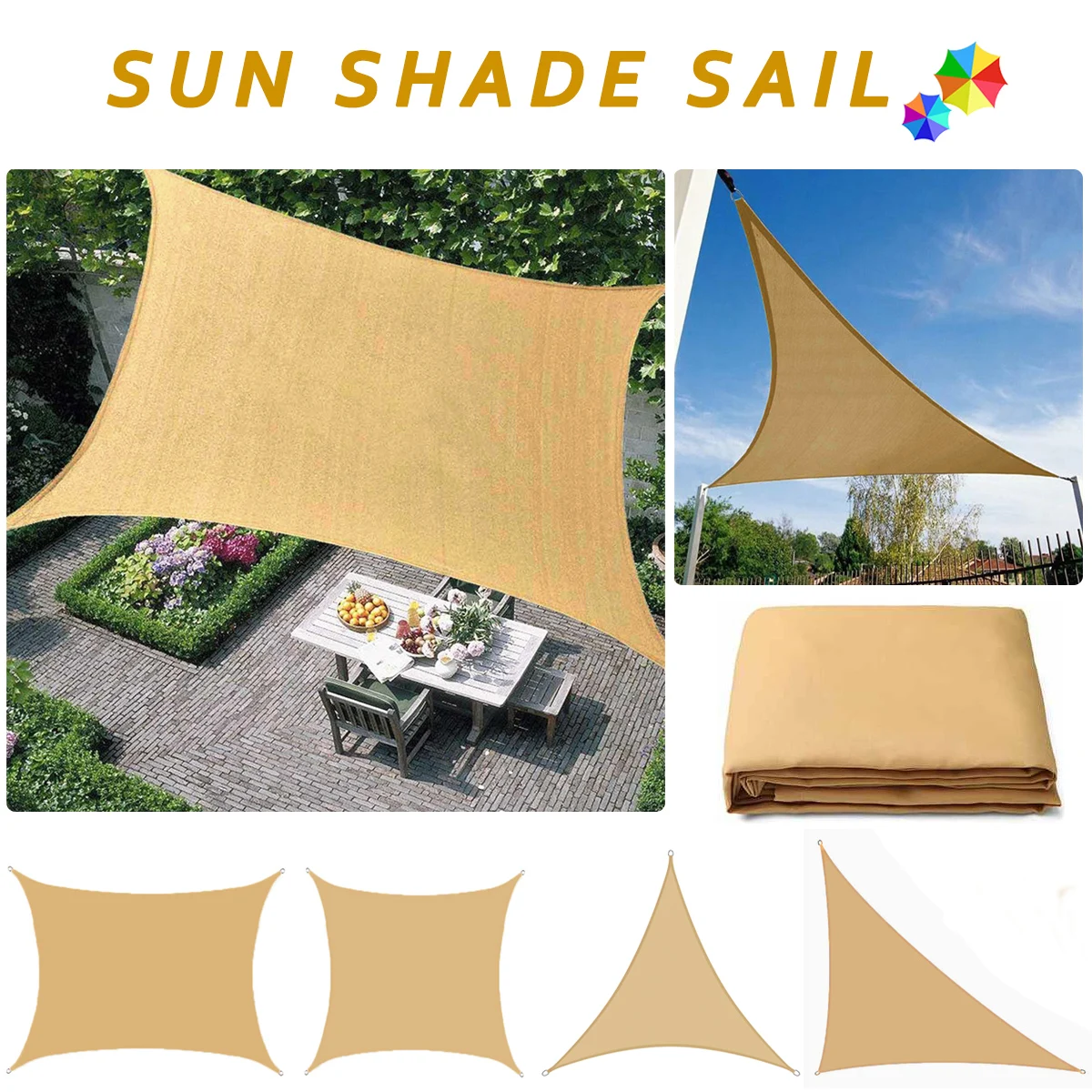 Sand-Color-All-size-Waterproof-Sun-Shade-Sail-Square-Rectangle-Triangle ...
