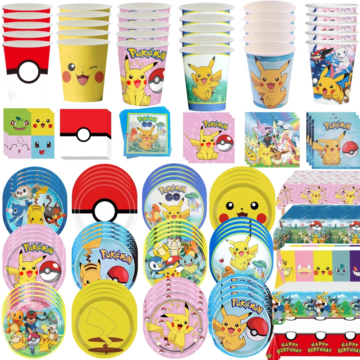 Pokemon-Birthday-Party-decoration-Pikachu-Tablecloth-Cup-Plate-Napkin ...