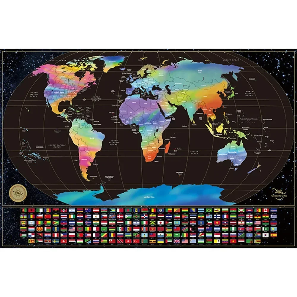 Deluxe-International-Maps-Poster-with-Countries-Flags-World-Scratch ...