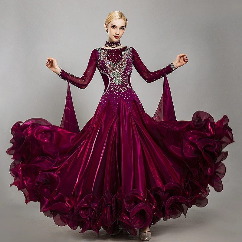 Customized High-end Ballroom Dance Competition Dress Women National ...