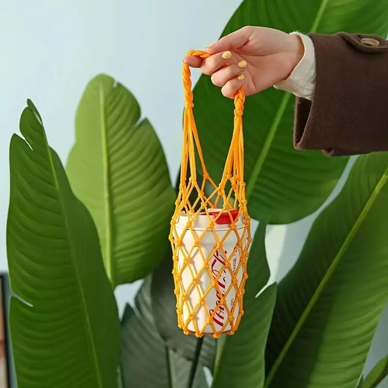 Handmade Woven Cup Cover Portable Storage Basket Coffee Cup Holder ...