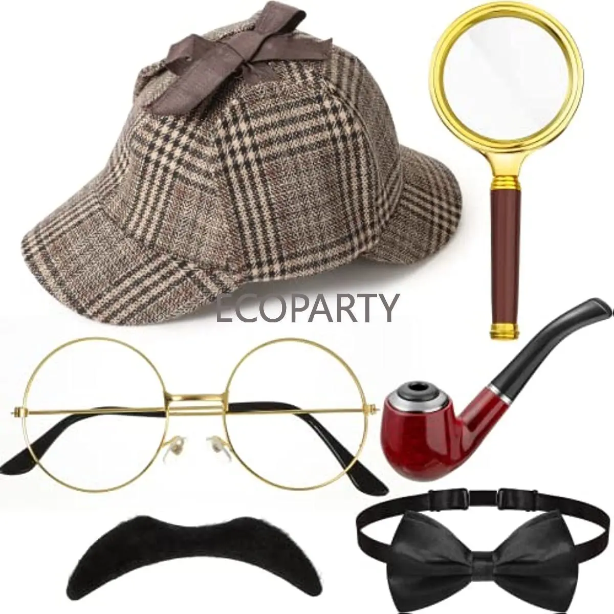 6-Pcs-Detective-Costume-Accessories-Set-Detective-Hat-Pipe-Magnifying ...