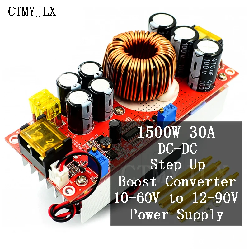 1500W 30A DC-DC Step Up Boost Converter 10-60V to 12-90V Current Power ...