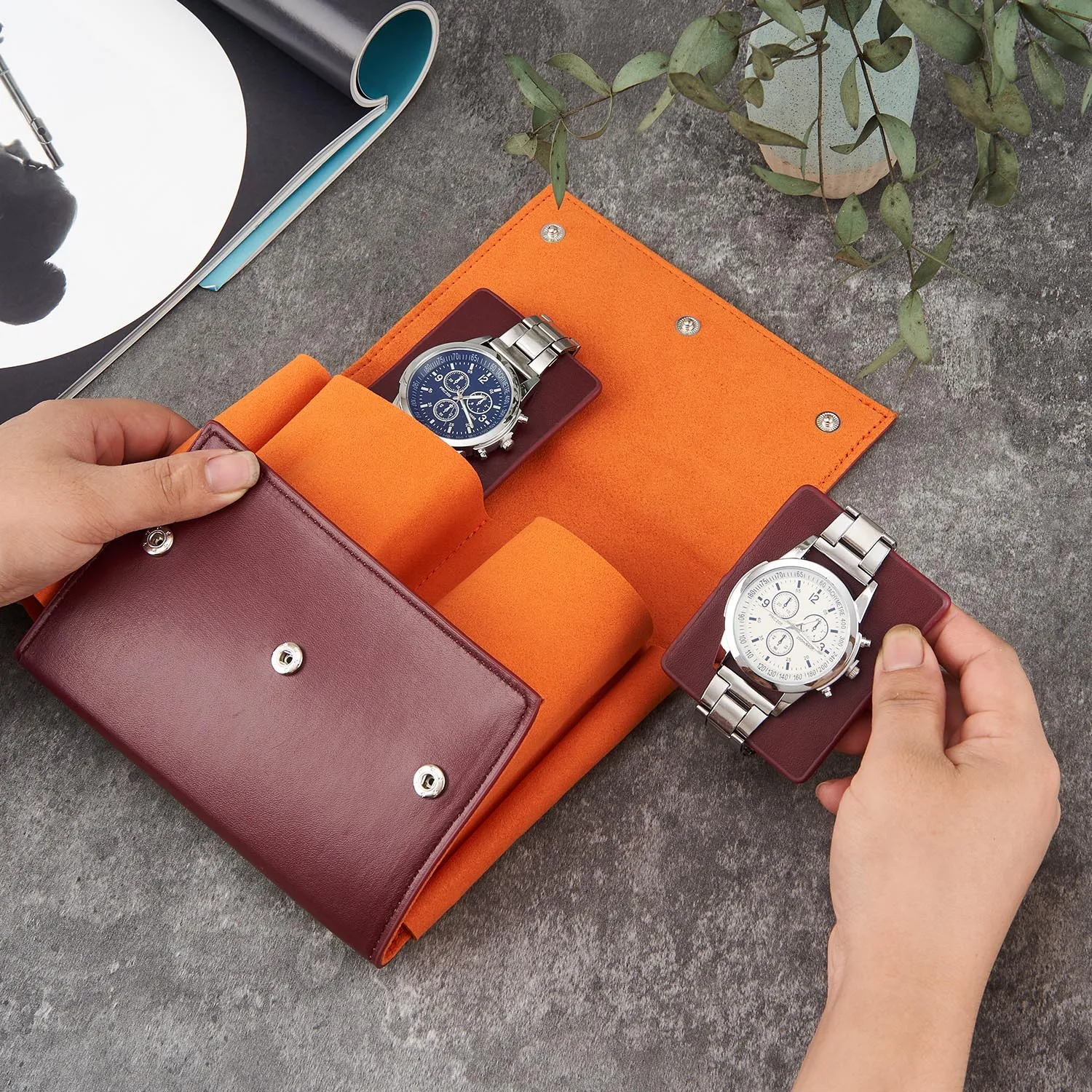 Leather-Watch-Pouch-Portable-Watch-Travel-Pouch-with-Suede-Lining-and ...