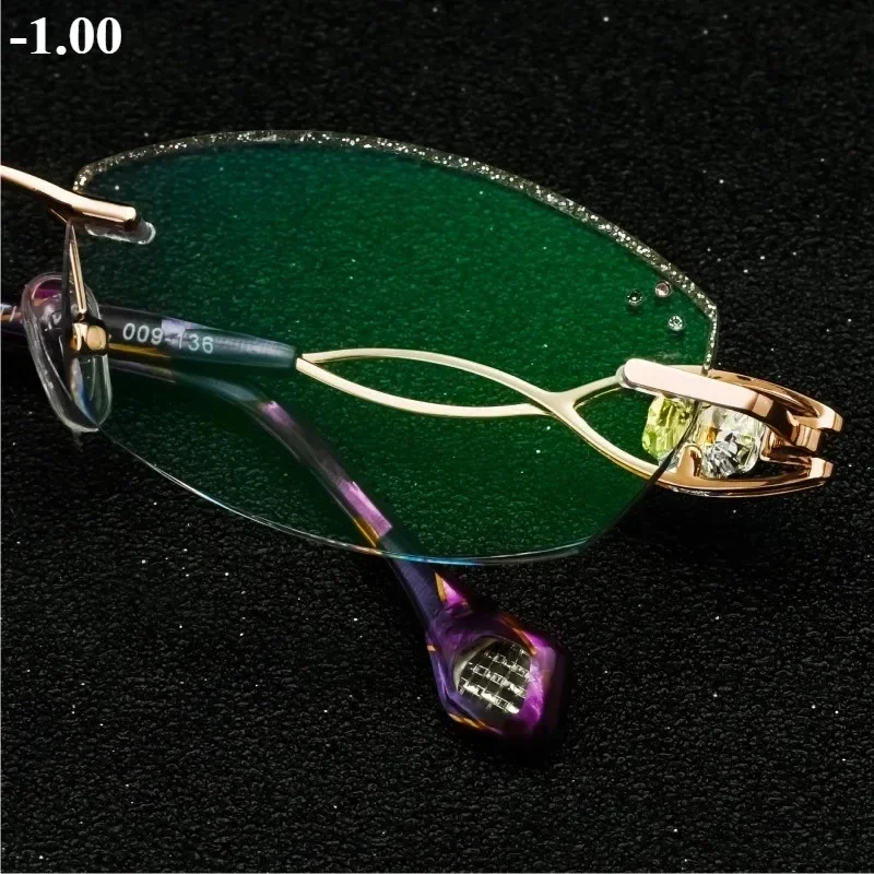 -75-100-125-150-175-200-225-250-275 Women's Diamond Titanium Rimless ...