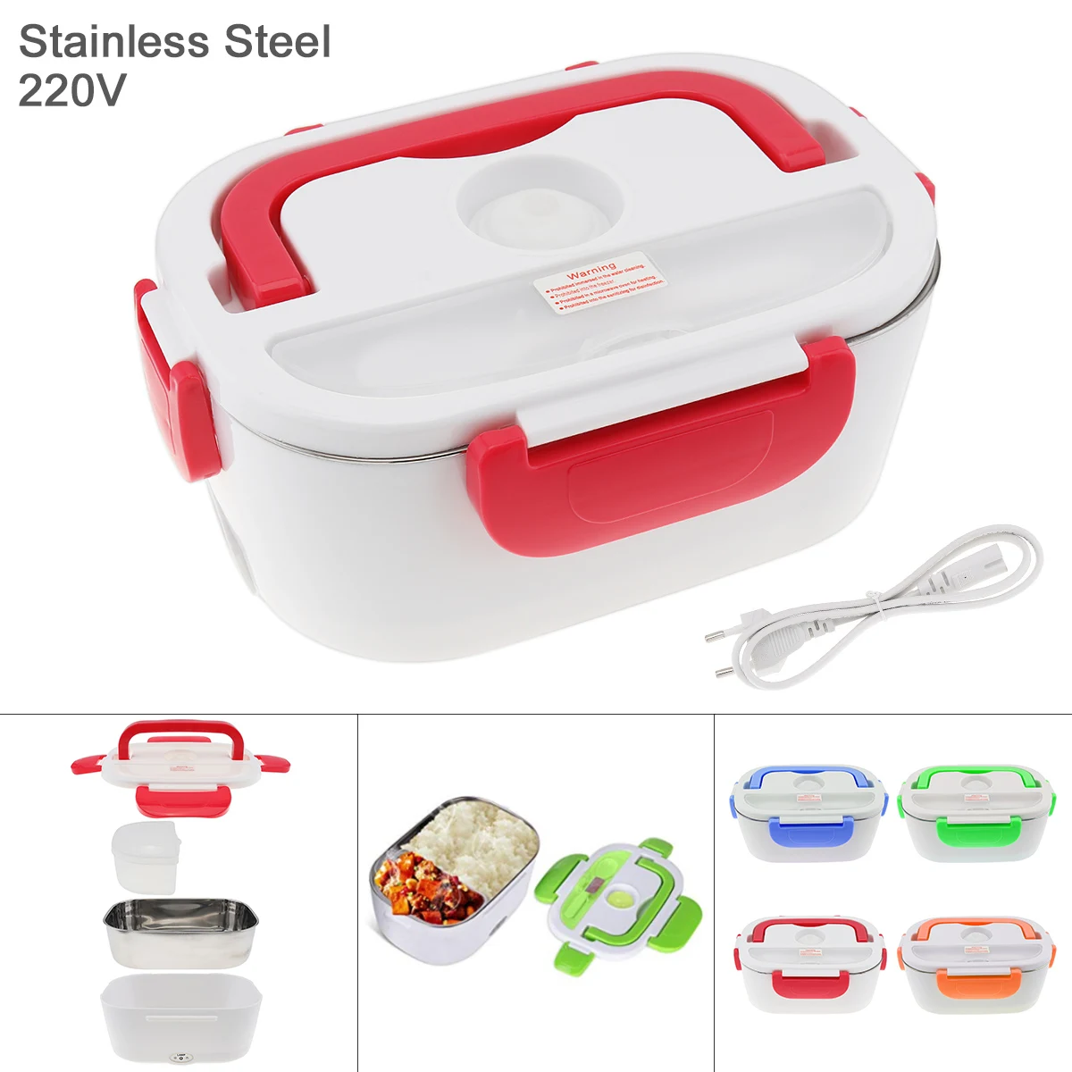 220V 1.5L Split Type Stainless Steel + ABS Food Warmer Heating Keeping ...