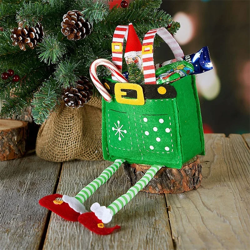 Christmas Candy Handbags Cute Felt Present Bags with Long Leg - clovehome