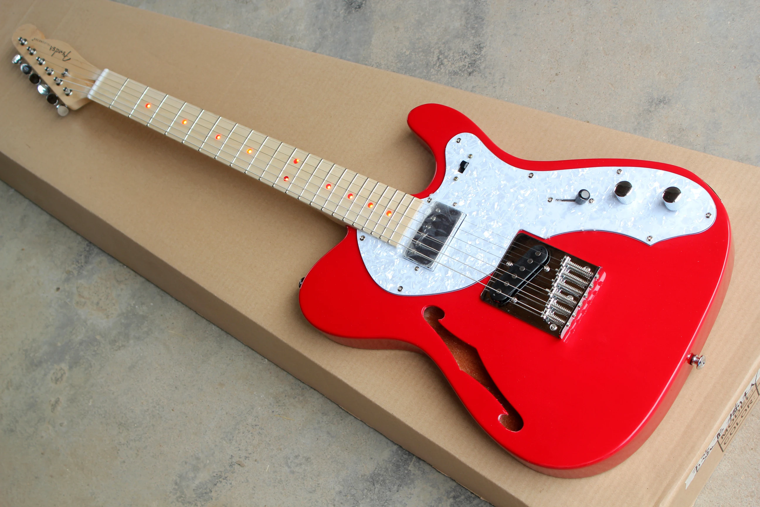 Factory-direct-sales-6-string-electric-guitar-single-F-hole-red-body ...
