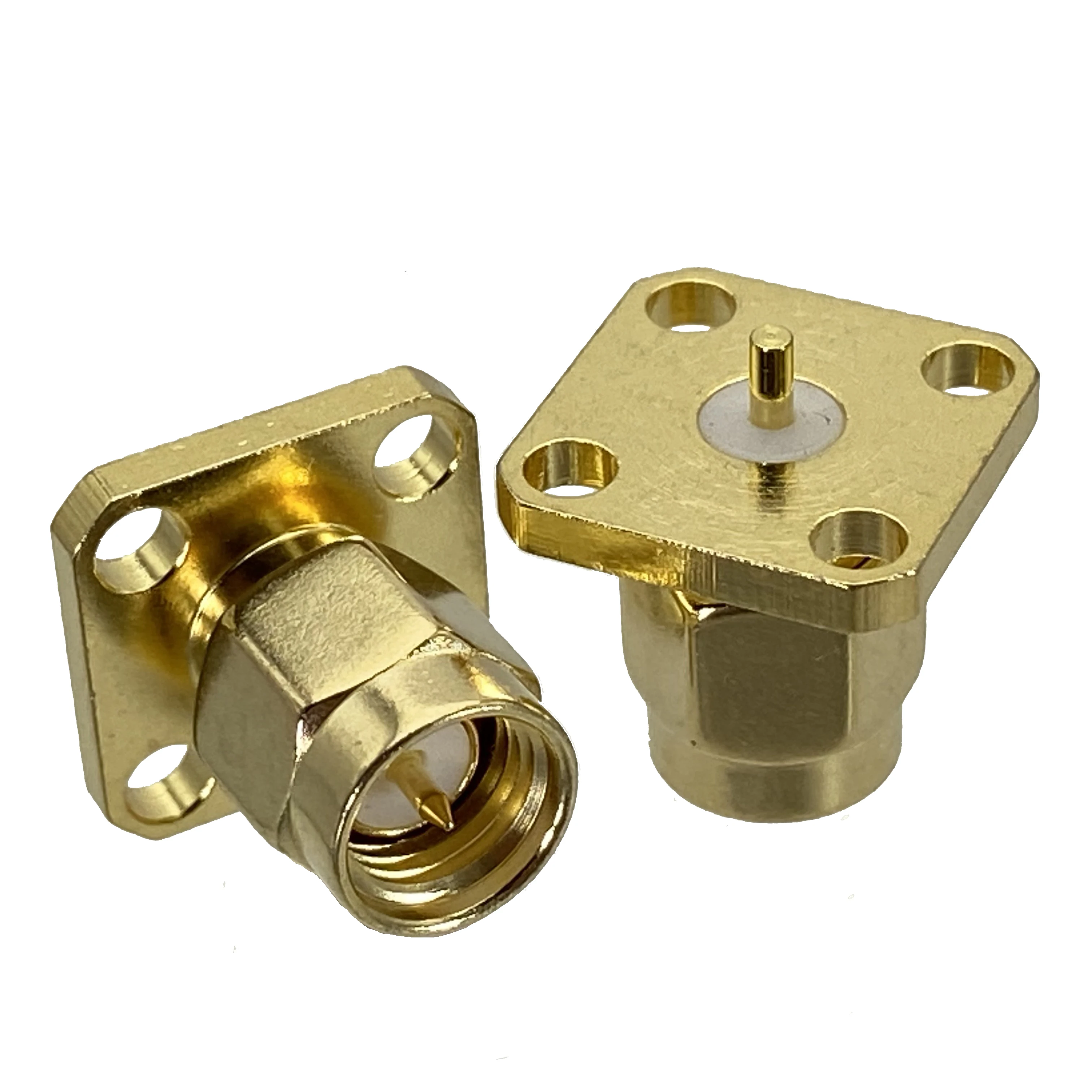 1Pcs SMA male plug 4 holes flange deck mount solder up RF connector For ...
