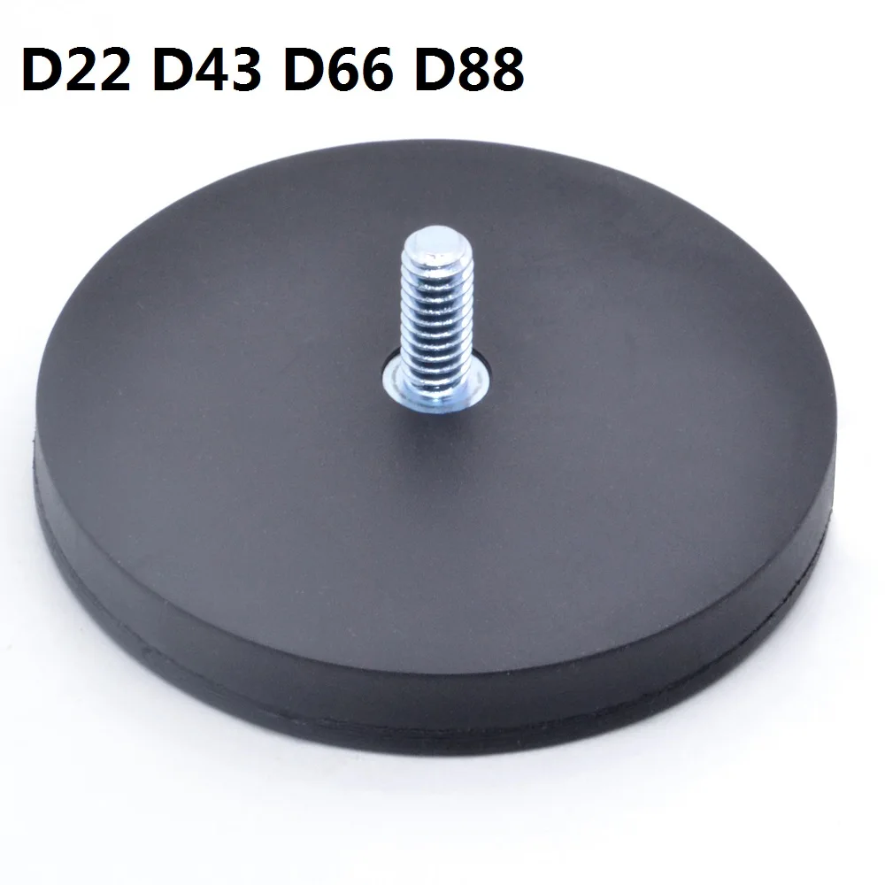 1/5/10pcs D22 D43 D66 D88 Rubber Coated Magnet Magnetic Base External Thread Mounting Bracket ...