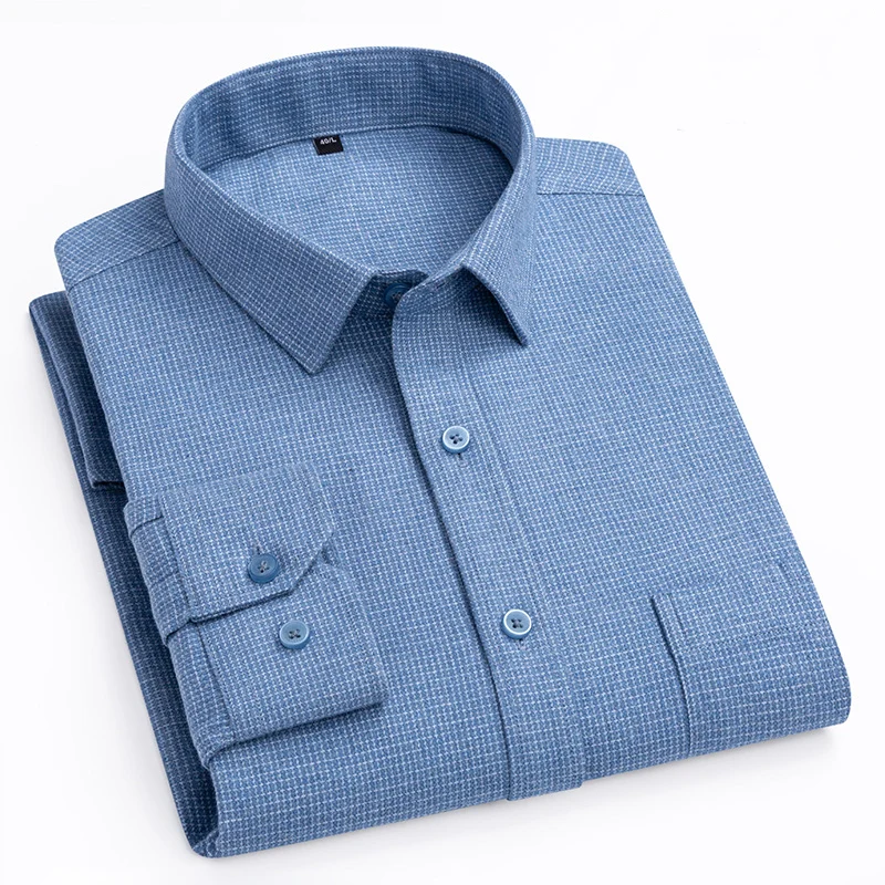 High-Quality-Business-Casual-Men-Flannel-Shirt-For-Male-Long-Sleeve-100 ...
