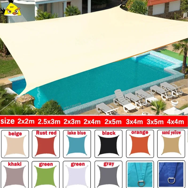 Waterproof Square Rectangular Shade sail, Outdoor Garden Swimming Pool ...