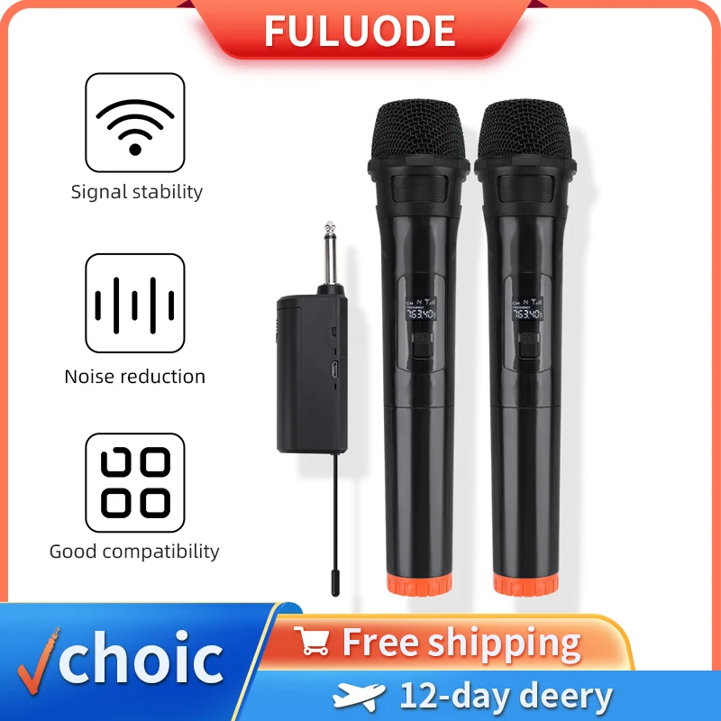 Wireless-Microphone-2-Channels-UHF-Fixed-Frequency-Handheld-Mic ...