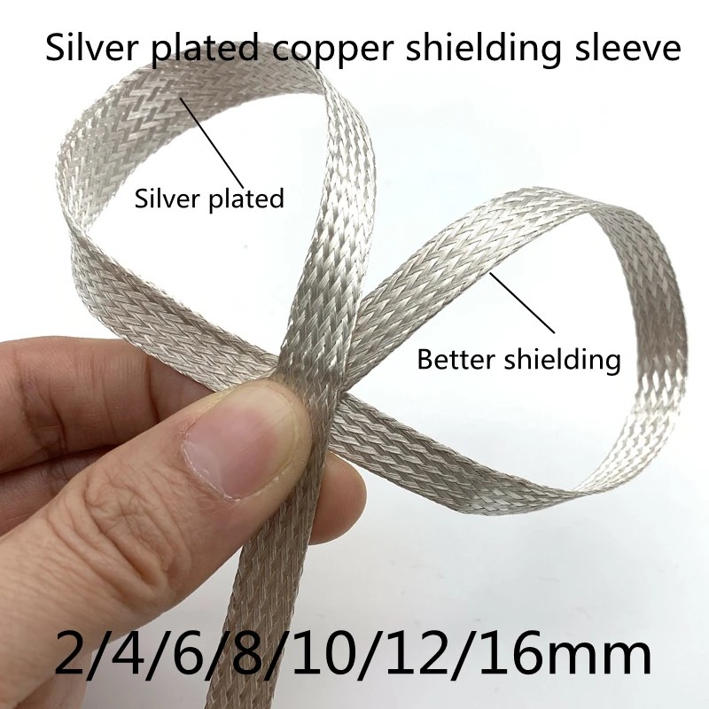 Silver-Plated-Copper-Shielding-Sleeve-2-4-6-8mm-Telescopic-Braided-Net ...