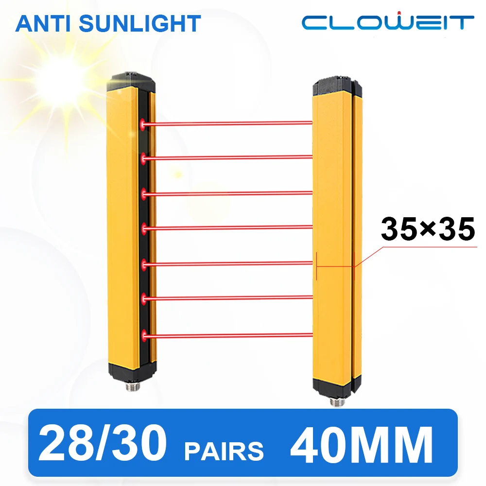 Cloweit-APS35-28-3040-Safety-Light-Curtains-35x35mm-30-beams-NPN-PNP ...