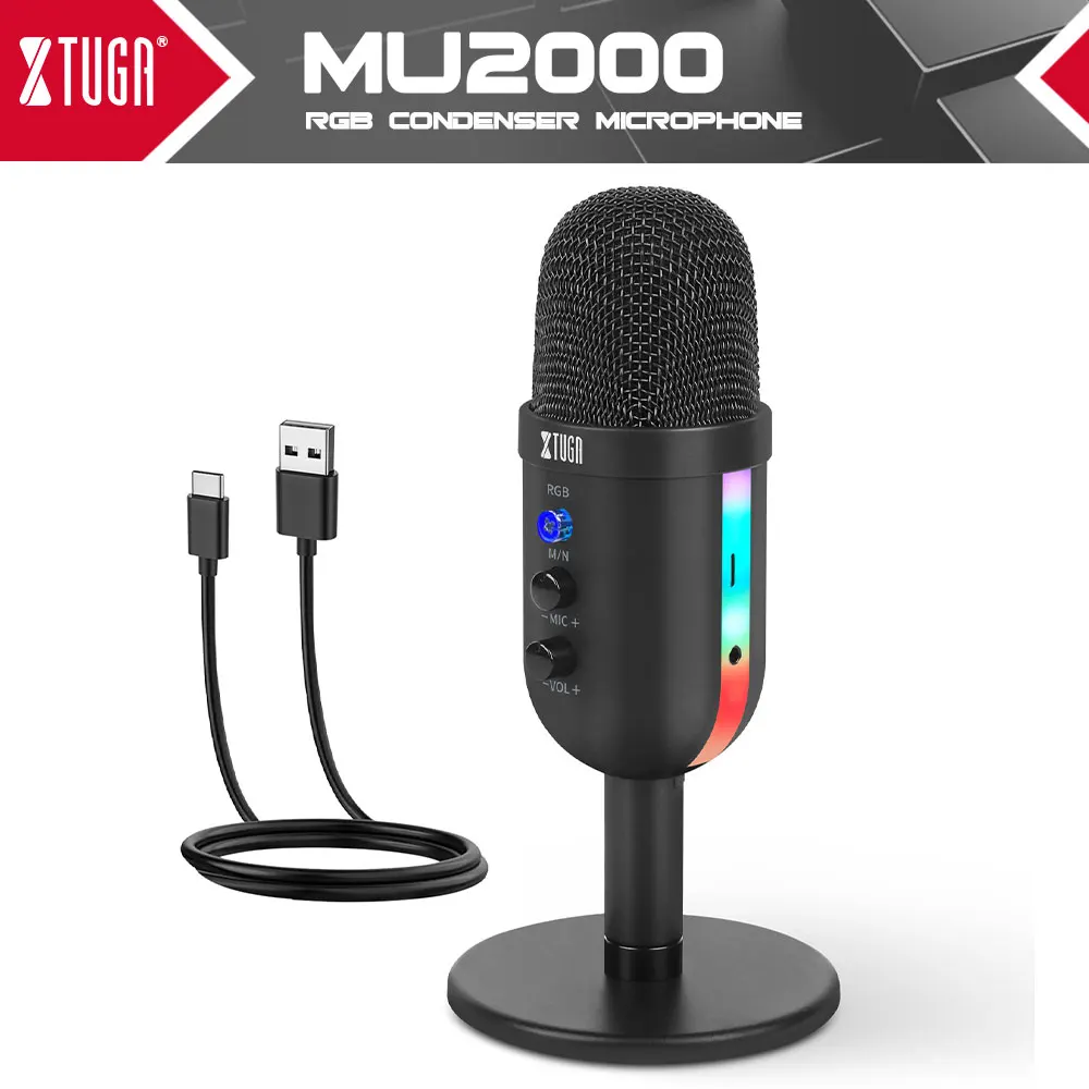 XTUGA-USB-Condenser-Microphone-for-Computer-Recording-Streaming-with-3-5mm-Headphone-Output-and ...