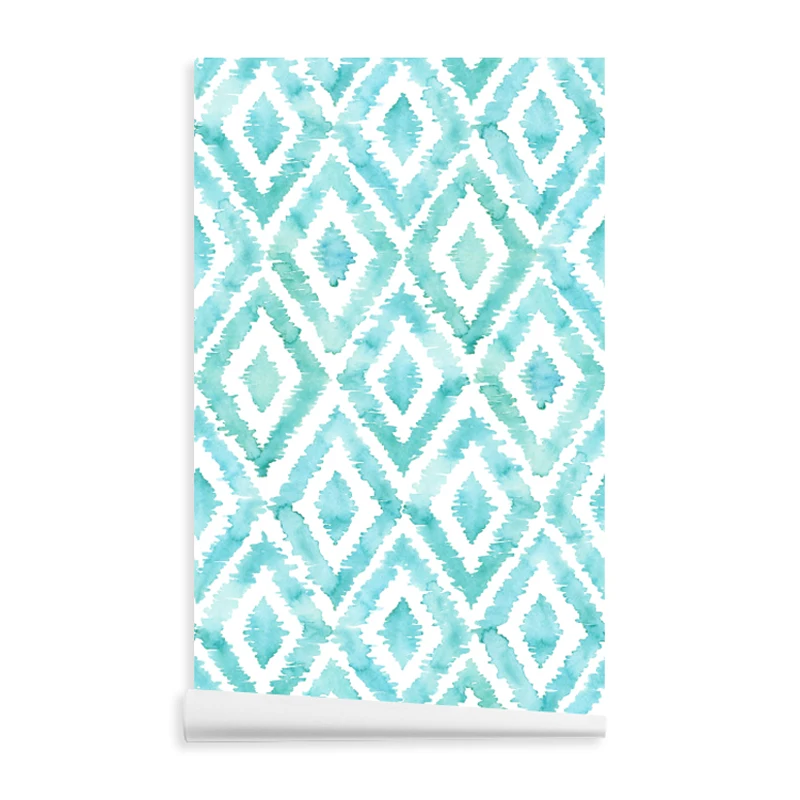 Peel-and-Stick-Teal-Diamond-Pattern-Wallpaper-Vinyl-Waterproof-Self ...