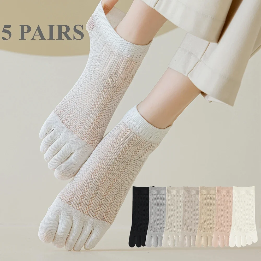 5-Pairs-Premium-Toe-Socks-Women-Summer-Mesh-Ankle-Socks-with-Separate ...