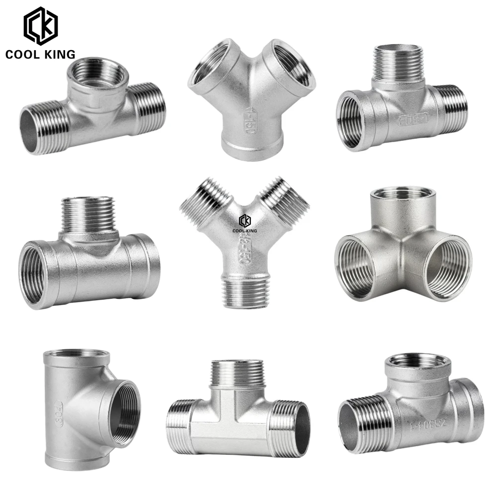 BSP Male+Female+Male Threaded 3 Way Tee T Pipe Fitting 1/4" 3/8” 1/2" 3 ...