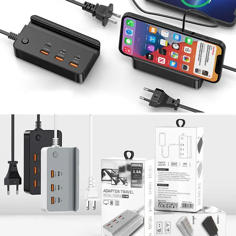 2 In 1 Multifunctional Desktop Power Strip With 3 USB 3 Type C Ports ...