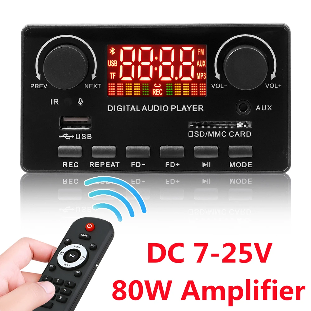 2*40w Hands-free Decoder Board 12v Bluetooth 5.0 Mp3 Player 80w ...