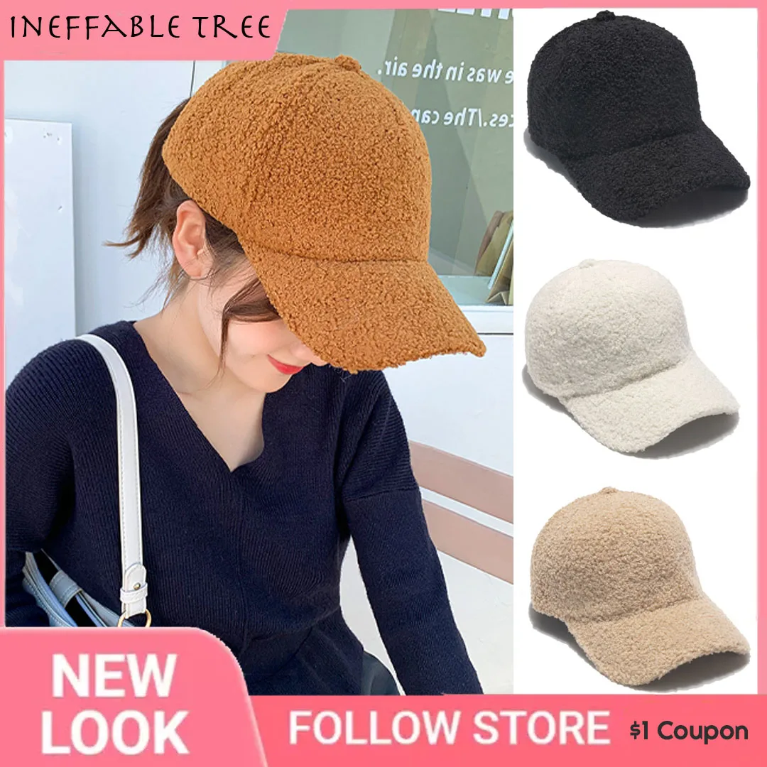 Plain-Women-Baseball-Cap-Artificial-Lamb-Wool-Hats-for-Women-Men ...