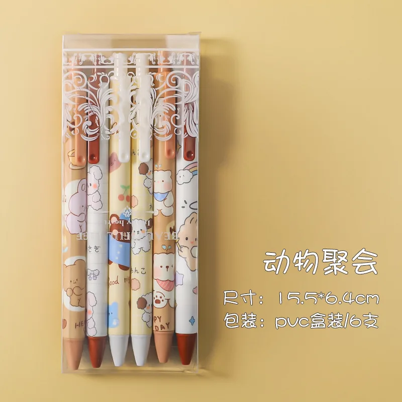 STYLO,V 6pcs--stylo à pression de dessin animé, stylo à Gel, recharge ...