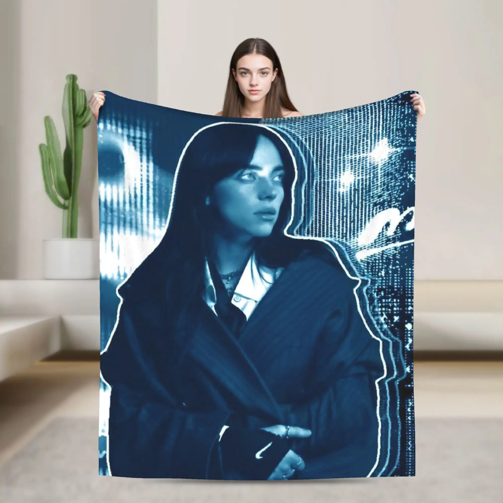 B-Billie-Girl E-eilish Singer Music Blanket Velvet Spring Autumn ...