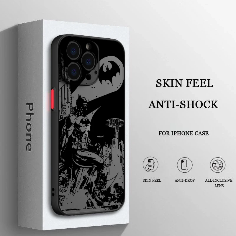 Funda de teléfono de Batman de cómics en blanco y negro para iPhone 13 ...