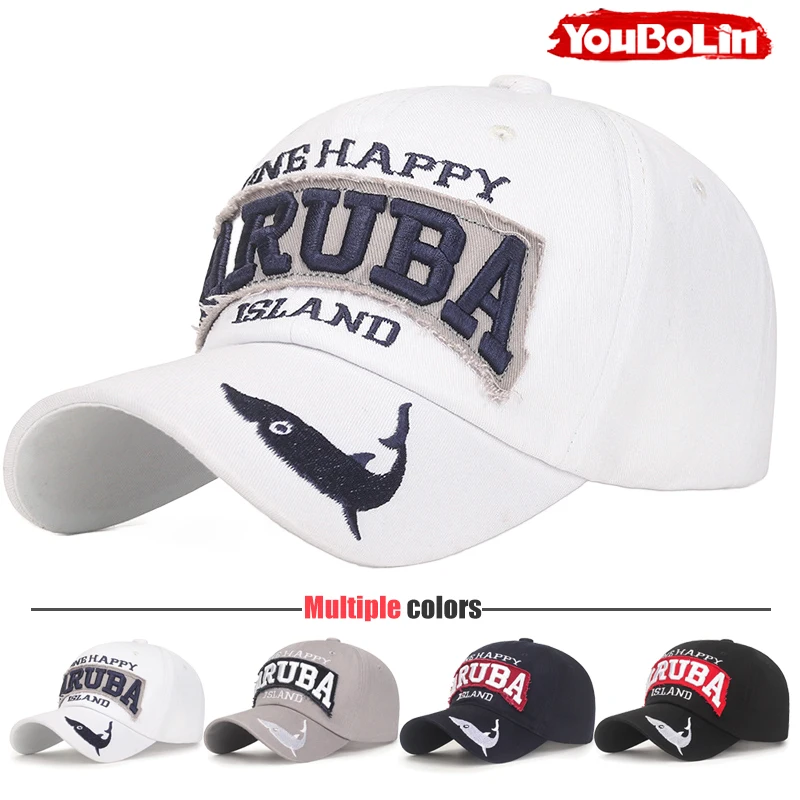 Black Aruba Island Baseball Cap with Shark Embroidery – Casual ...