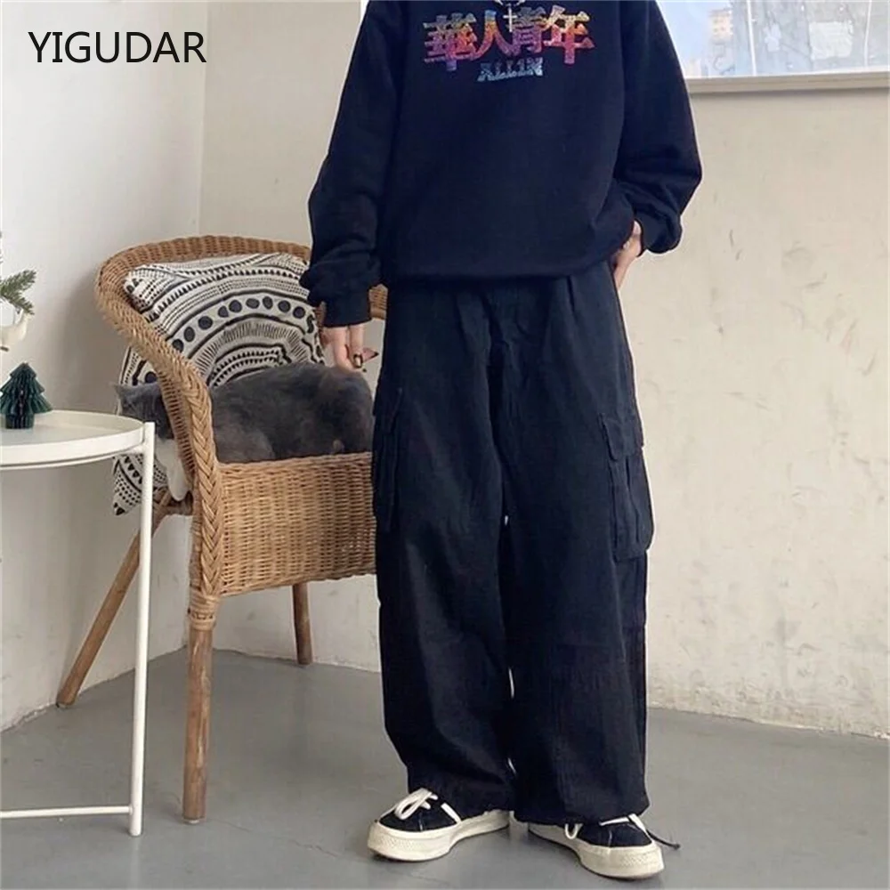 New Streetwear Men S Multi Pockets Cargo Harem Pants Hip Hop Casual