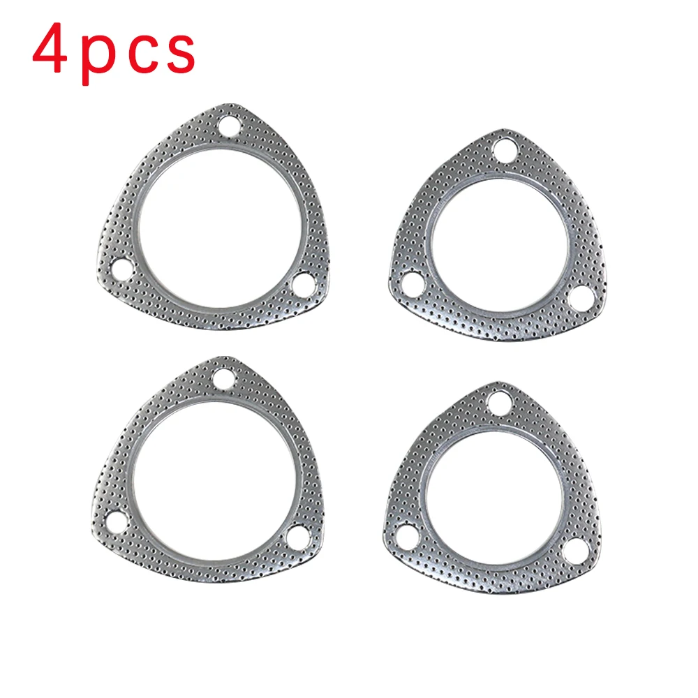 JZZ 4pcs Universal Stainless Steel Triangle Exhaust Pipe Flange Gasket ...