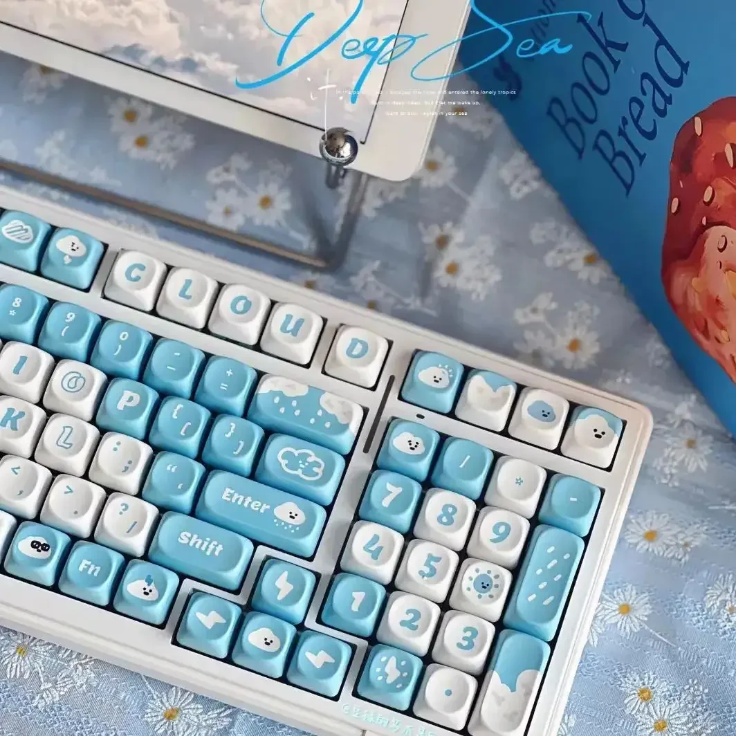 Cute-Cloud-Theme-Keycaps-MOA-Profile-138-Keys-Blue-Key-Cap-Square-PBT ...