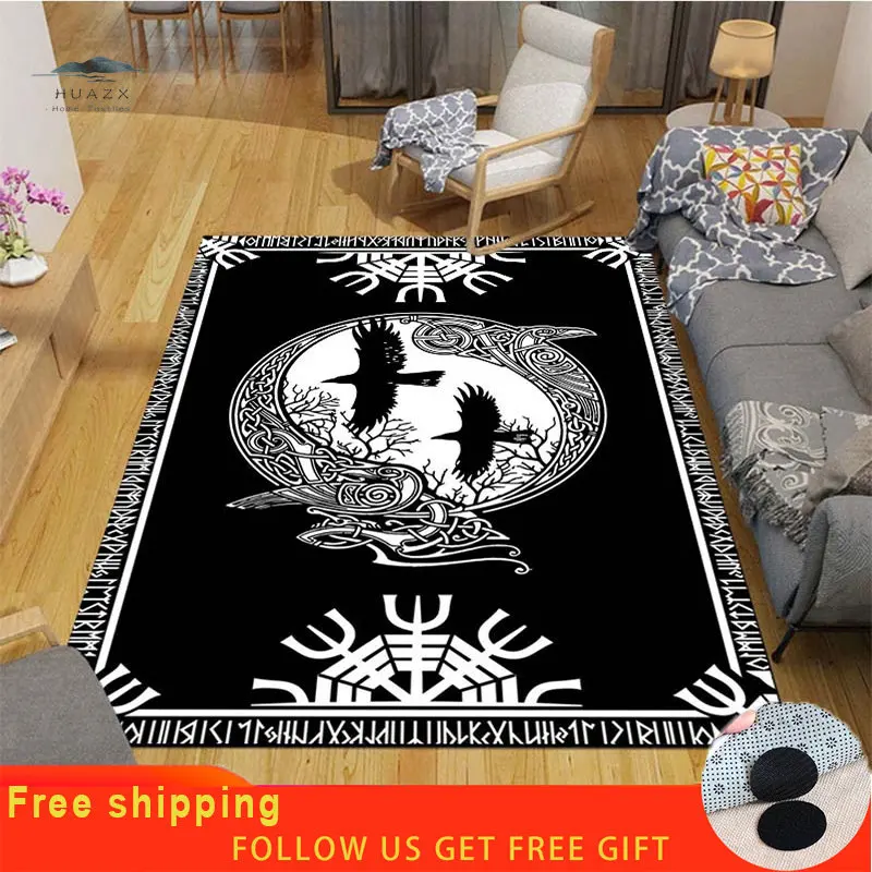 Home He Vikings Pattern Carpet Soft Rug Large Living Room Mat Bedroom ...