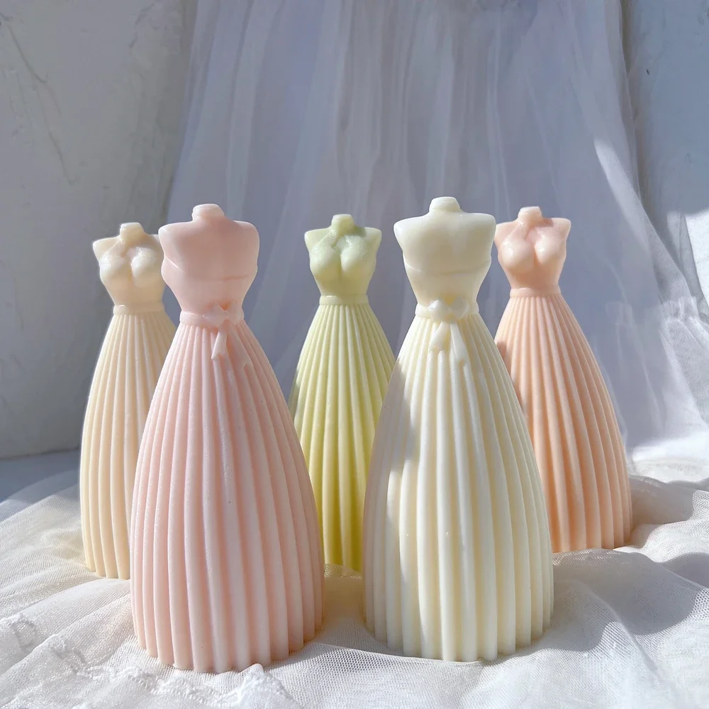 Vestido-Da-Menina-Silicone-Molde-De-Vela-Molde-De-Cera-De-Soja-Decora-o ...