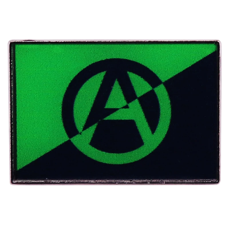 Eco-Anarchist-Flag-Enamel-Pin-Green-Black-Anarchism-Badge-Backpack ...