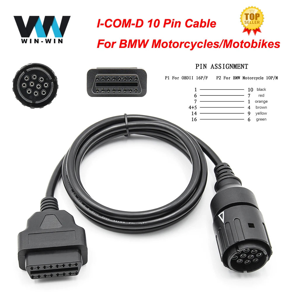 For Bmw Icom D 10 Pin Cable For Motorcycles Motobikes Icom-d Obd 2 Obd2 ...