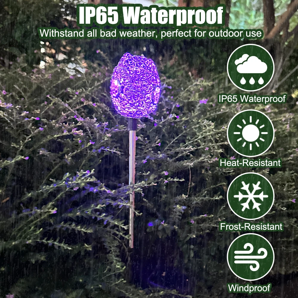 Copper Wire Colorful RGB LED Solar Lights Lawn Lamps Path Walkway Patio ...