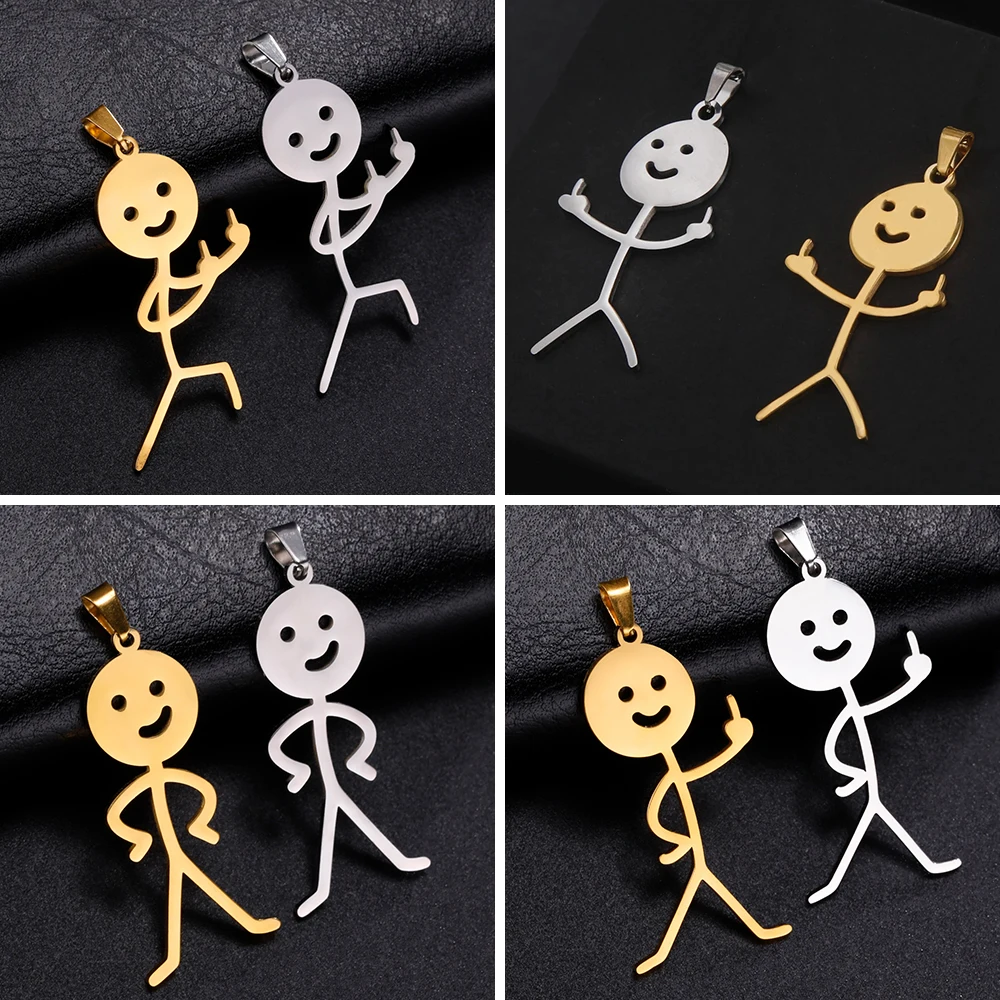 5pcs-Middle-Finger-Stickman-Keychain-Necklace-Pendant-Funny-Doodle ...