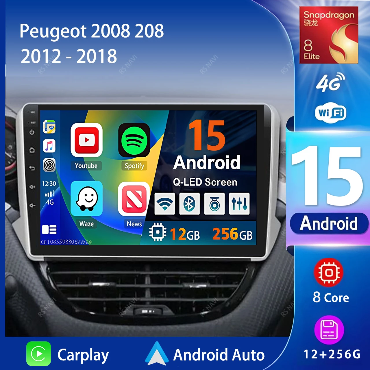 Radio Android Para Peugeot 208 2008 2012-2018 DAB+ CarPlay Inalámbrico ...