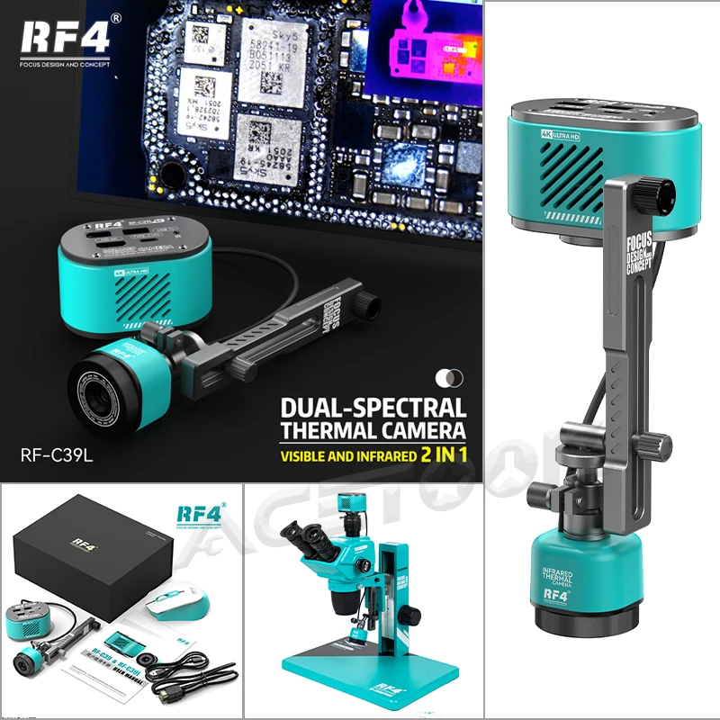 RF4-RF-C39L-Dual-Spectral-4K-Thermal-Imager-Camera-With-Fixed-Trestle-For-Microscope-Motherboard ...