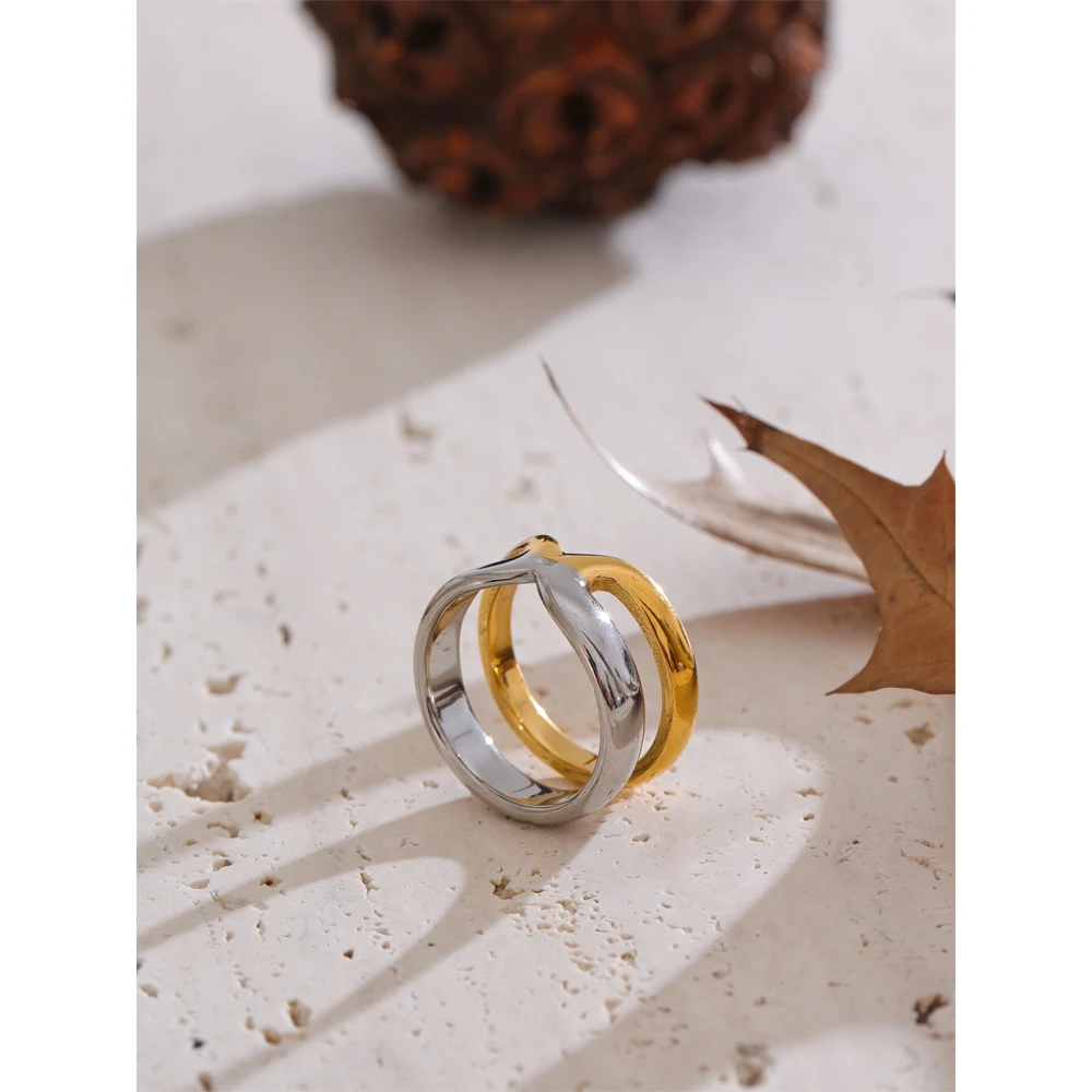 Γυναικείο δαχτυλίδι Double Layer X Shape Ring Tarnish – Kosmo Jewellery