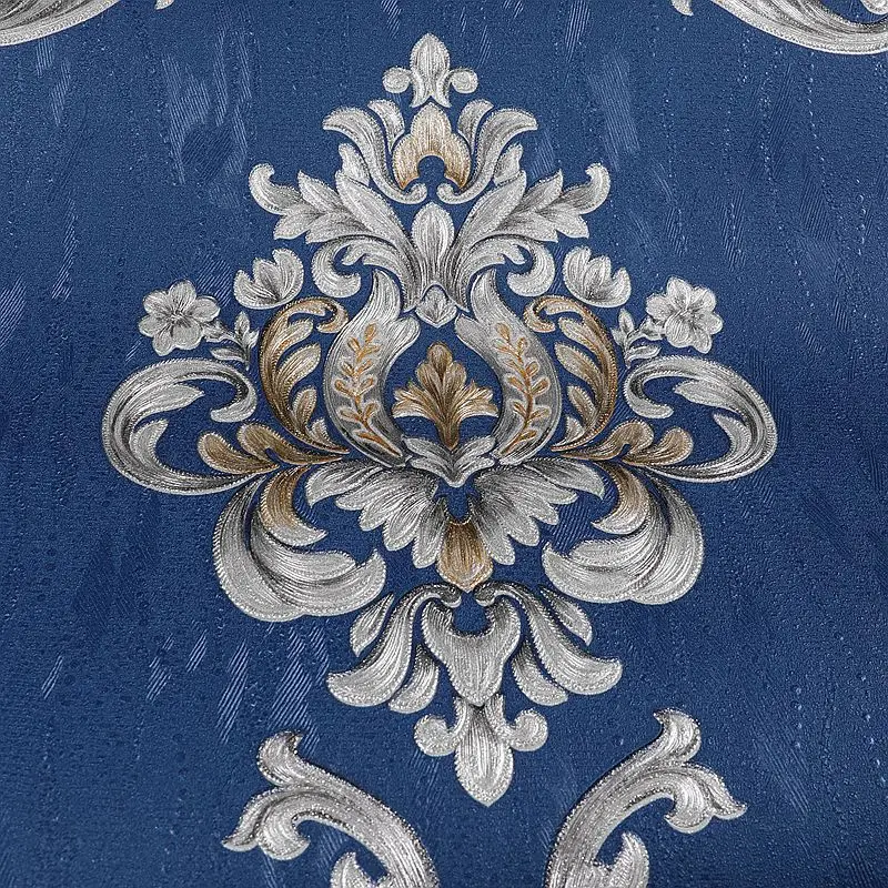Navy Blue Damask Wallpaper
