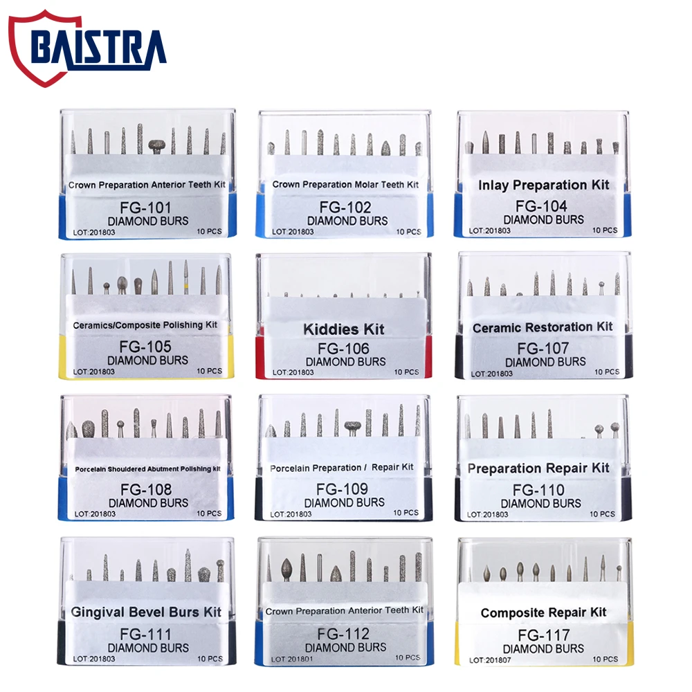 Dental Diamond Burs Kit Fg Diamond Drills Dentistry Composite Polishing ...